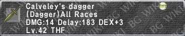 Calveley's Dagger - FFXI Wiki
