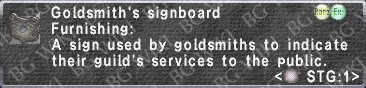 Goldsmith's Sign - FFXI Wiki