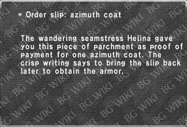 Order slip: azimuth coat - FFXI Wiki