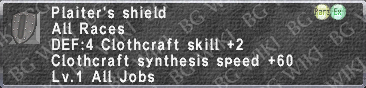 Plaiter's Shield - FFXI Wiki